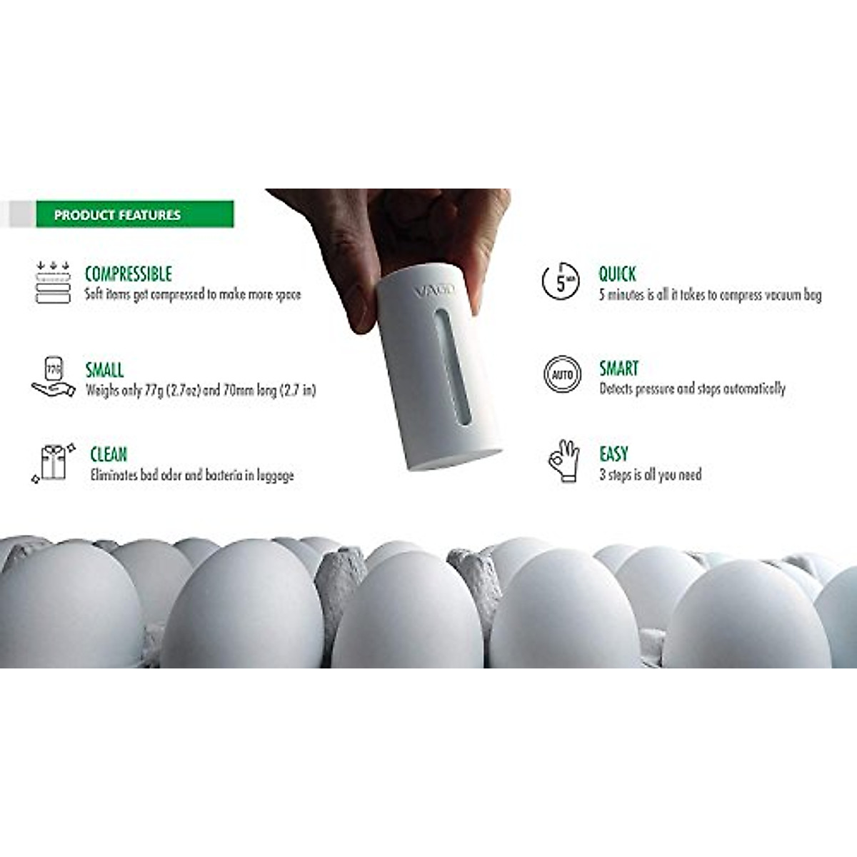 Vago 1 x Medium bag-60cm, Clear, 60 centimeters