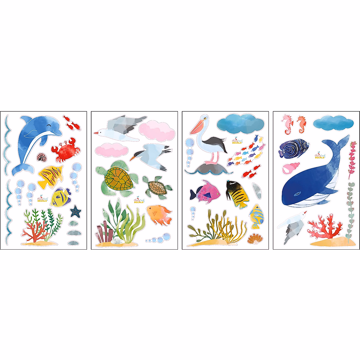 Ocean Animals and Seabirds Nursery Peel & Stick Wall Decals for Boys and Girls