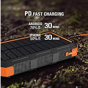 ToughTested Bigfoot Portable Solar Charger - with 4-Mode LED Flashlight- IP67 All Weather, High Efficiency Solar Panel Charger for iPhone & Android Smartphones & Tablets, Drones, Cameras, (24000mAh)