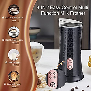 Electric Milk Frother Latte Steamer - 4 in 1 Milk Steam Automatic Milk Heater Foamer Frothing Machine Hot Cold Coffee Froth Maker for Espresso Cappuccino Almond Nutmilk Hot Chocolate