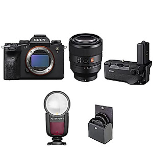 Sony Alpha 1 Mirrorless Digital Camera Bundle with FE 50mm f/1.2 G Master Lens, VG-C4EM Vertical Grip, Flashpoint TTL Round Flash Speedlight, 72mm Filter Kit