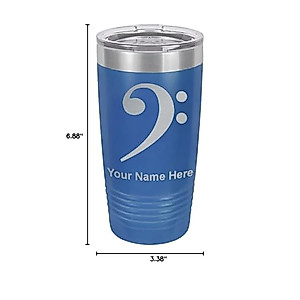 LaserGram 20oz Vacuum Insulated Tumbler Mug, Bass Clef, Personalized Engraving Included (Dark Blue)