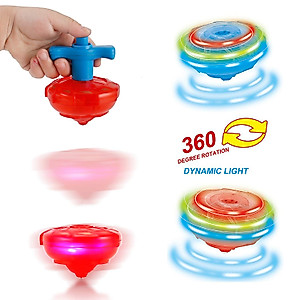 12-Pack Light Up Spinner Tops - UFO Spinning Tops with Gyroscope, LED Flashing Toy Bulk Novelty Party Favors & Fun Stocking Stuffers, Goodie Bag Fillers for Kids