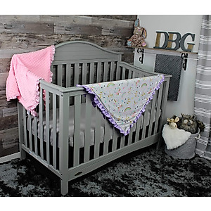 Dear Baby Gear Baby Blankets, Glitter Unicorn Pastel Rainbows, Lavender Minky, 32 Inches by 32 Inches