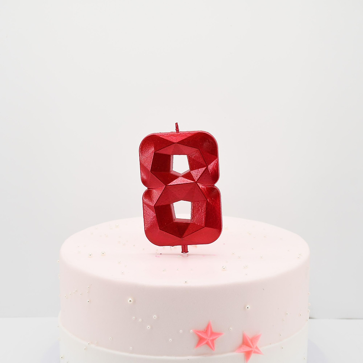DERVENTA Birthday Candles Big Numbers 3D Red 3.7 inch Party Cake Topper 1 Piece (Number 8 Red)