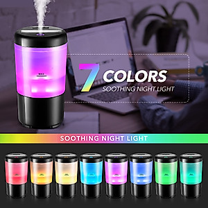 One Fire Car Diffuser Mini Humidifier,Portable Humidifiers Small Car Humidifier,7 Colors Desk Humidifier Car Essential Oil Diffuser,Mini Diffuser for Car Scent Diffuser,USB Travel Humidifiers Diffuser