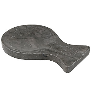 Creative Home Natural Charcoal Marble Spoon Rest Ladle Holder Spatula Holder Kitchen Countertop Organizer, 8.6" x 4-9" x 0.8" H, Dark Grey