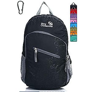 Outlander Packable Handy Lightweight Travel Hiking Backpack Daypack, Black