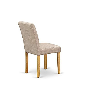 East West Furniture AVAB7-OAK-04 7Pc Oval 42/60" Dinette Table With 18 In Butterfly Leaf And 6 Parson Chair With Oak Leg And Linen Fabric Light Fawn, 7