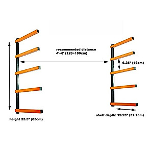 KASTFORCE KF1005 Lumber Storage Rack 5-Level System 110lbs (50kg) per Level Lumber Rack Wood Rack Workshop Rack with Durable Sheet Metal Screws