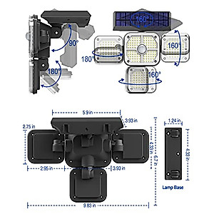 2 Pack Solar Security Lights Outdoor, 3000LM/231LED Wireless IP65 Waterproof Wall Motion Sensor Lights LED Flood Lights Outdoor for Front Door, Backyard, Garage, Deck…