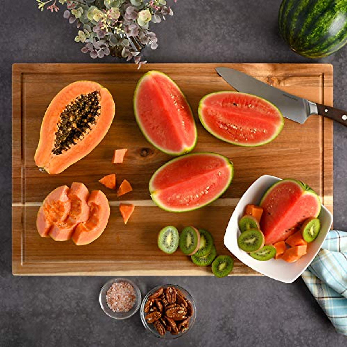 Kenmore Kenosha Heavy Duty Acacia Wood Extra Large Cutting Board W/Juice Grove, 24x16-inch