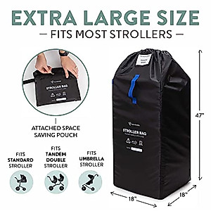 Fam Adorbs Gate Check Stroller Bag for Airplane Travel Durable & Convenient Nylon Stroller Travel Bag with Backpack Straps - Perfect Stroller Cover for Umbrella Stroller & Single to Double Stroller