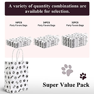 Shindel 24PCS Party Favor Bags, Kraft Paper Retail Grocery Bags Paw Prints Gift Bags with Handles for Christmas Children's Day Boys Girls 5.5 x 2.8 x 7.9 inch