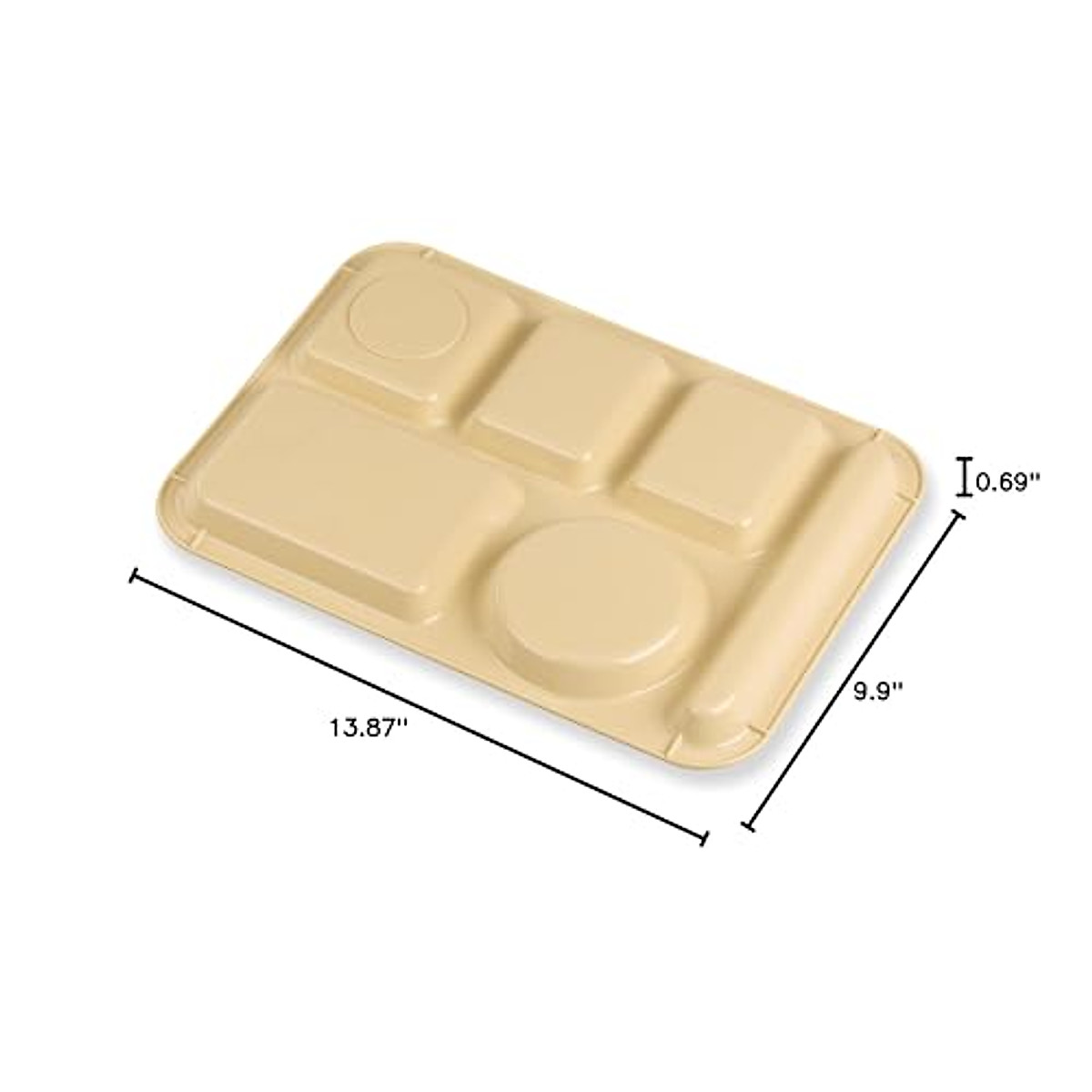 Carlisle FoodService Products P61425 Polypropylene Left-Hand 6-Compartment Divided Tray, 14" X 10", Tan (Case of 24)