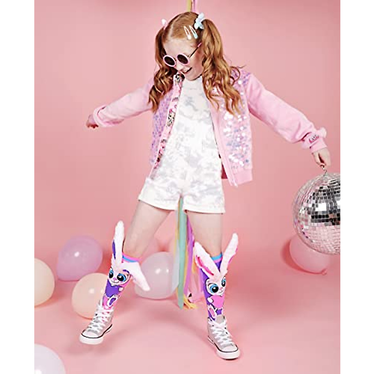 MADMIA Funny Bunny Socks, Vibrant Knee-High Socks with Cute Bendable Ears