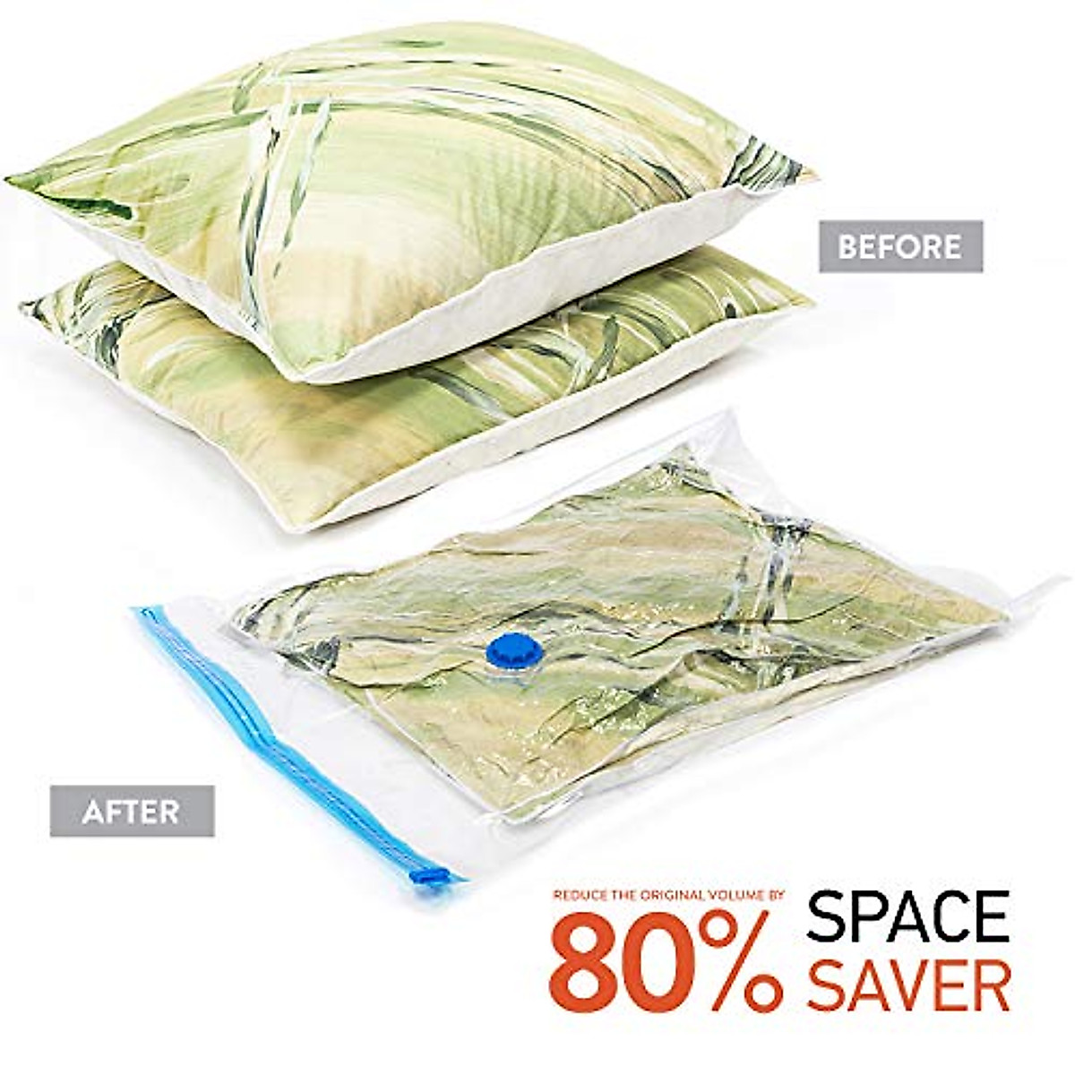 WonderWorker Press, 12 Vacuum Storage Bags, Nearly 80% More Compression Than Other Brands, Storage Bags for Bedding, Pillow, Blankets, Clothes etc.