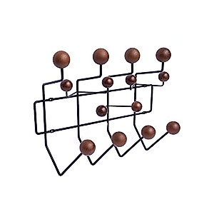 BJTDLLX Practical Coat Rack, Wall-Mounted Wooden Coat Rack, Modern Wall Hanger Candy Coat Hooks with Painted Solid Walnut Wooden Balls, Classic Mid Century Hat Clothes Coat Rack Hang It All