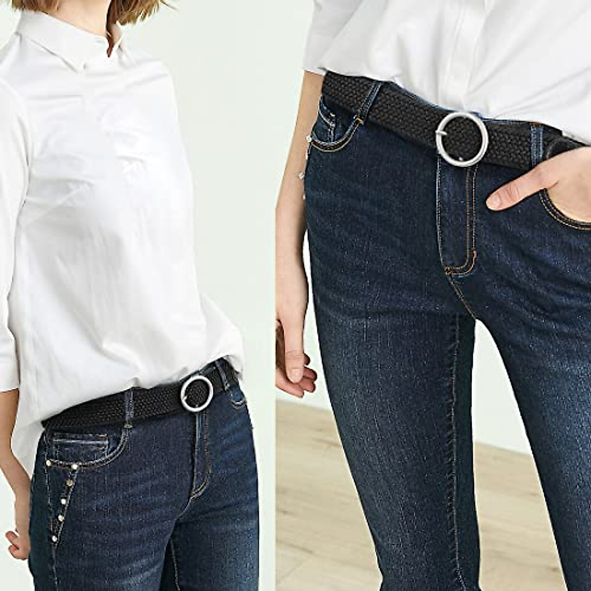 Drizzte Plus Size Belts 67inch Womens Stretch Belt Black Elastic Belts for Women