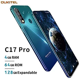 OUKITEL C17pro,Android Unlocked Phone Triple Camera Octa-Core 64GB ROM+4GB RAM 3900 mAh Unlocked Cell Phone 6.35 inch HD+ Display Android 9.0 Pie 4G Smartphone(Ice Blue)