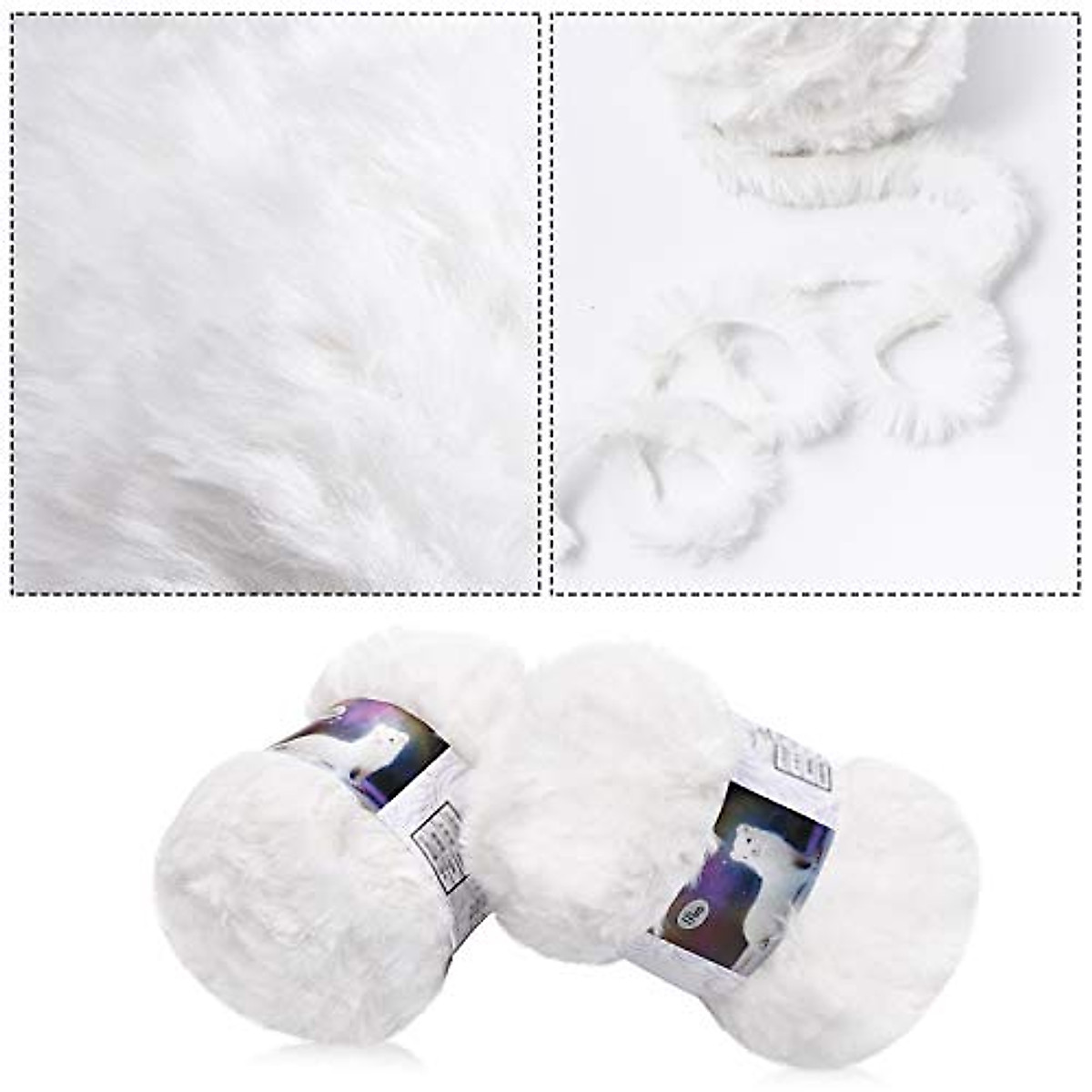 2 Pieces Skeins Soft Fur Yarn Fuzzy Fur Yarn Chunky Fluffy Faux Fur Yarn Eyelash Yarn Cream Fur Yarn for Crochet Blankets Rugs Clothes Knitting Projects, 30 Meters and 50 Grams for Each (White)