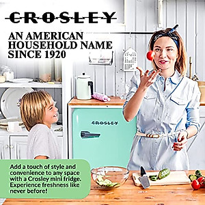 Crosley Retro Mini Fridge 3.2 Cu Ft Mint Green w/o Freezer, Compact Refrigerator for Bedroom, Garage, Office Under Desk, Undercounter, Apartment, School Dorm Fridge, Aesthetic, Small & Cute Appliances