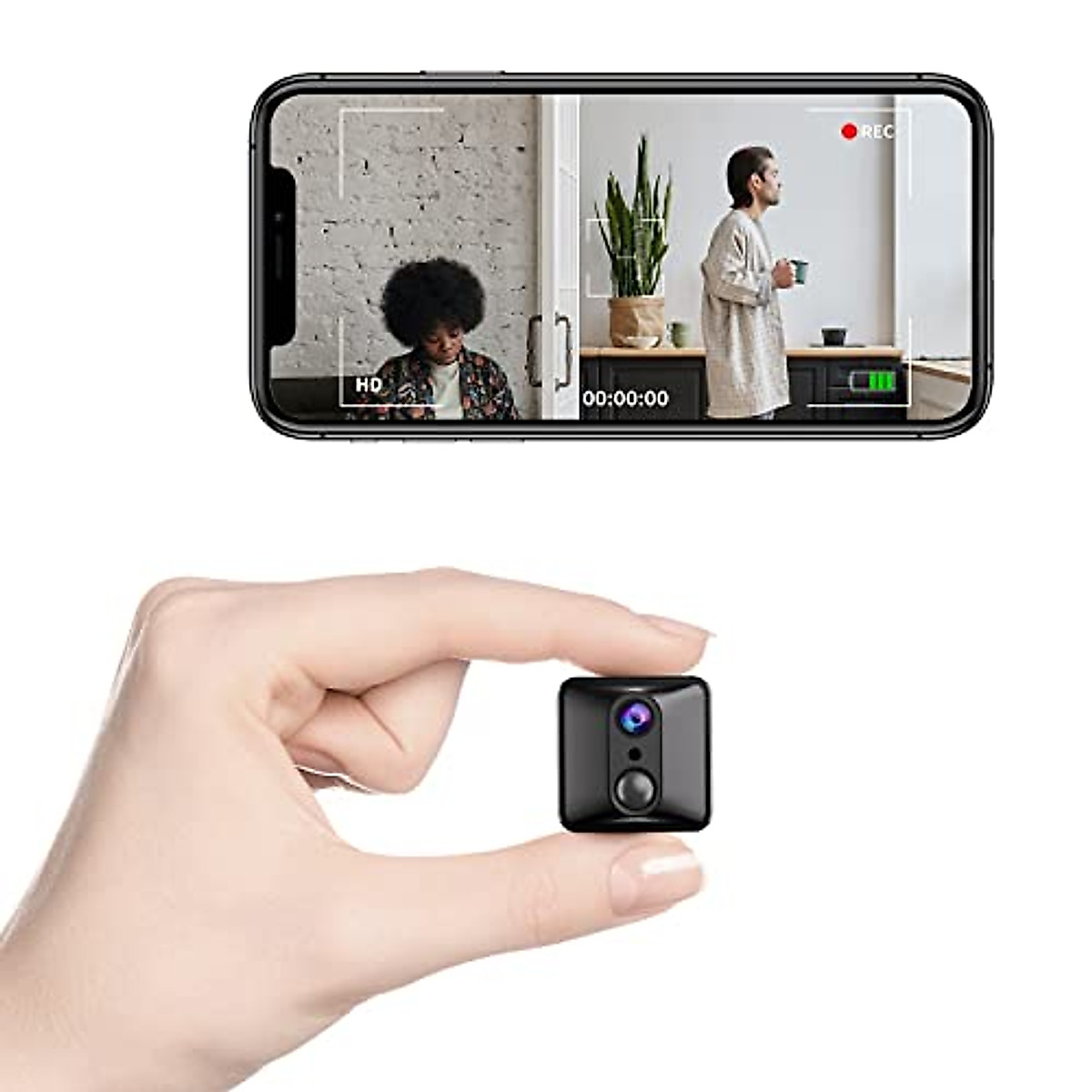 Mini Spy Hidden Camera 4K WiFi Nanny Cam Wireless PIR Small Indoor Security Cameras with Live Feed Motion Detection Alerts Auto Night Vision 100 Days Standby Tiny Secret Surveillance Camera for Home