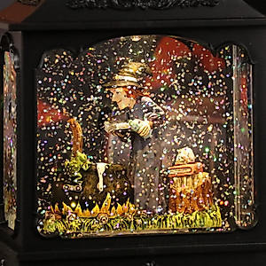 GenSwin Witch Halloween Snow Globe Lantern Battery Operated Water Swirling Glitter with 6H Timer, LED Lighted Scene for Halloween Home Decoration Gift(9.6”x 4.6” x 3.1”)