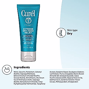 Curél Extreme Dry Hand Dryness Relief, Travel Size Hand Cream, Easily Absorbed Hand Cream for Long-Lasting Relief after Washing Hands, with Eucalyptus Extract, 3 Ounces