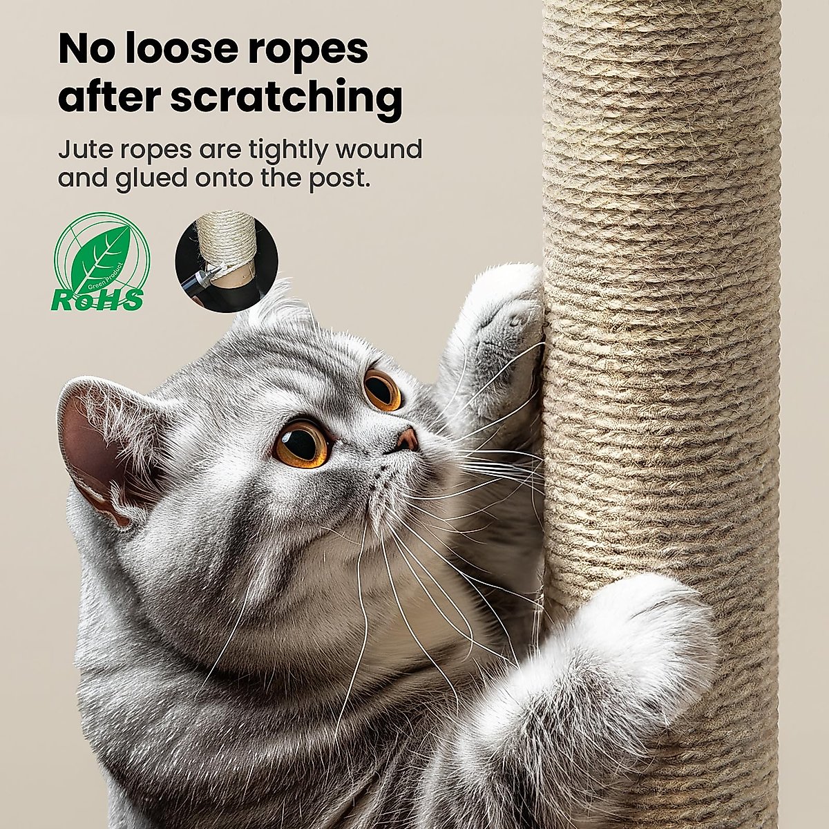 SVD.PET Cat Scratching Post Replacement, 17” x 2.95” Jute Rope Cat Tree Replacement Post, Refill Scratcher Posts with M8 Screws for Indoor Cat Tree, Cat Tower and DIY Cat Scratcher (2PCS)