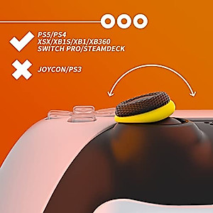 PlayVital 3 Pairs Silicone Aim Assist Target Motion Control Precision Rings for PS5, for PS4, for Xbox Series X/S, Xbox One, Xbox 360, for Switch Pro, for Steam Deck - Red & Black & Yellow