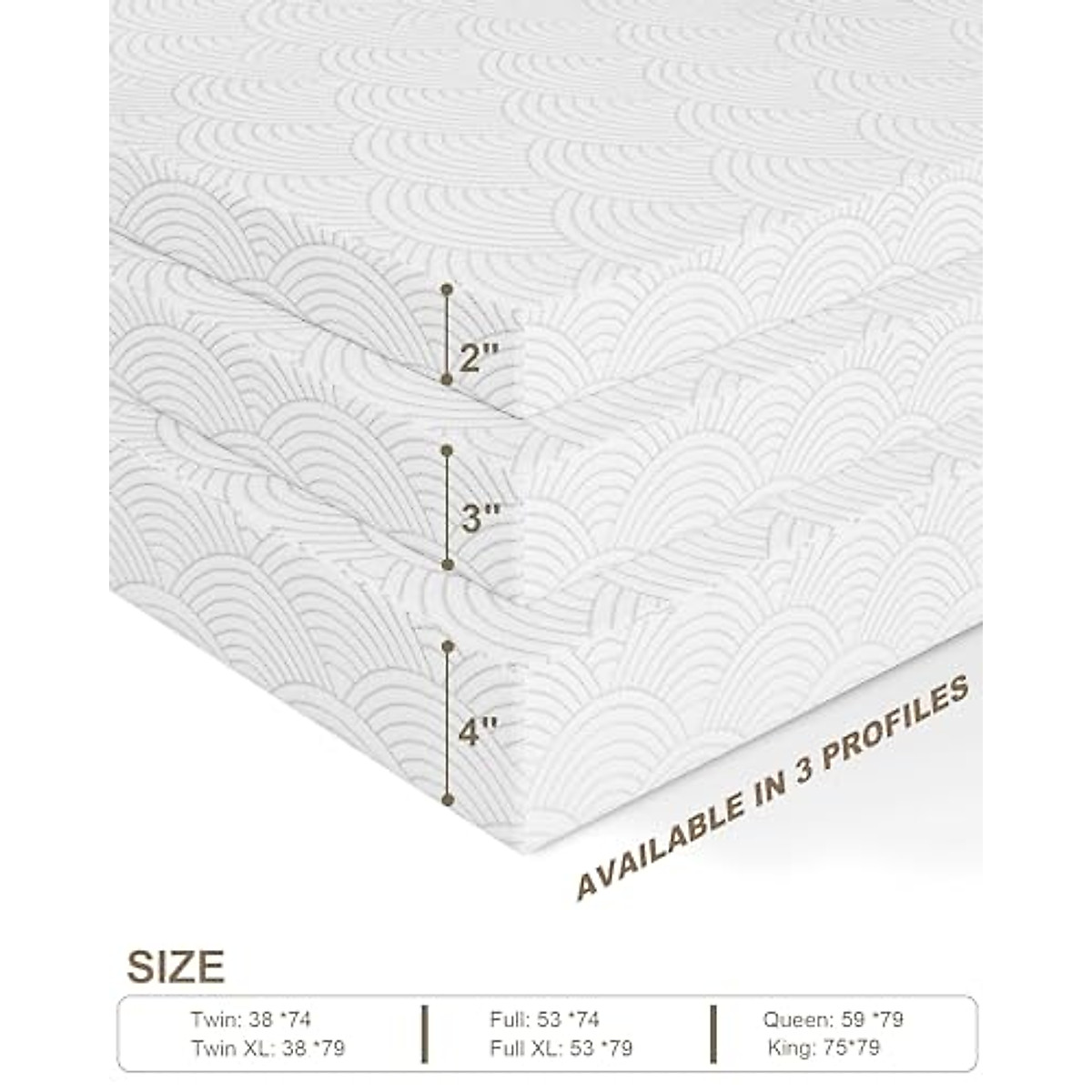 Zenzy 4" Full Extra Long Firm Memory Foam Mattress Topper, [Removable] [Washable] Cover and [Adjustable] Straps, CertiPUR-US Certified Firm Mattress Topper Full XL for Pain Relief- Dark Gray