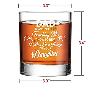 Perfectinsoy Dad Thank You For Teaching Me How To Be A Man Even Though I'M Your Daughter Whiskey Glass, Funny dad gifts from kids, Birthday Gifts for Dad, Gift For Dad From Daughter