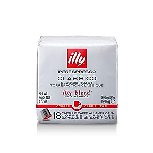 illy Coffee iperEspresso Capsules - Single-Serve Coffee Capsules & Pods - Single Origin Coffee Pods – Classico Medium Roast with Notes of Caramel - For iperEspresso Capsule Machines – 18 Count