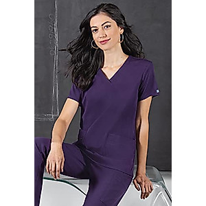 Med Couture Touch Women's V-Neck Knit Back Top, Black, Medium