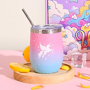 Healemo Unicorns Birthday Gift for Girl - Birthday Gift Box for 4-6 5 6-8 Year Old Toddler Girl, Unicorns Gift Toys Age 6-8 Basket, Unique Ideas Gift for Daughter, Unicorns Blanket (Pink)