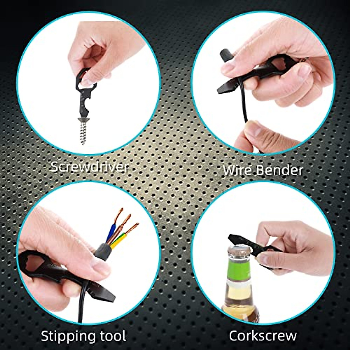 Cobee Keychain Bottle Opener Multi Tool, 2 Pcs 6-in-1 Keychain Pocket Tool for Bottle Opener, Screwdriver, Ruler, Wrench, Bit Driver, File Perfect Gifts for Boyfriends Husband Father