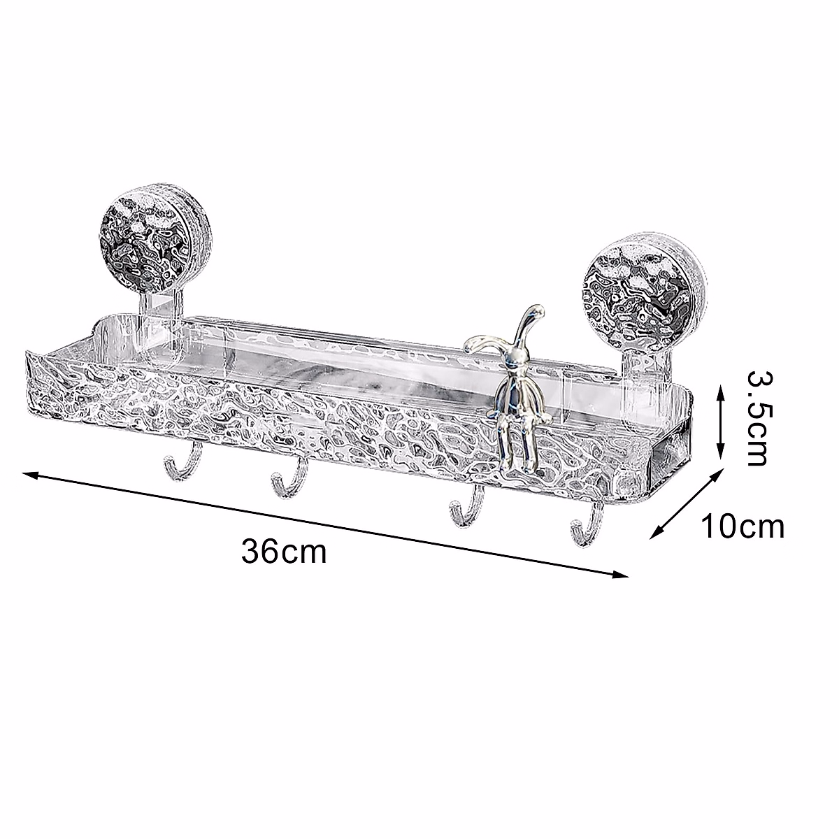 Androf Acrylic Transparent Shower Storage Rack, No Drill Clear Wall Caddy Suction Cup, Raidley Easymount Bathroom Storage Shelf, Light Luxury Punch-Free Corner Shelves with Rabbit (Clear Square)