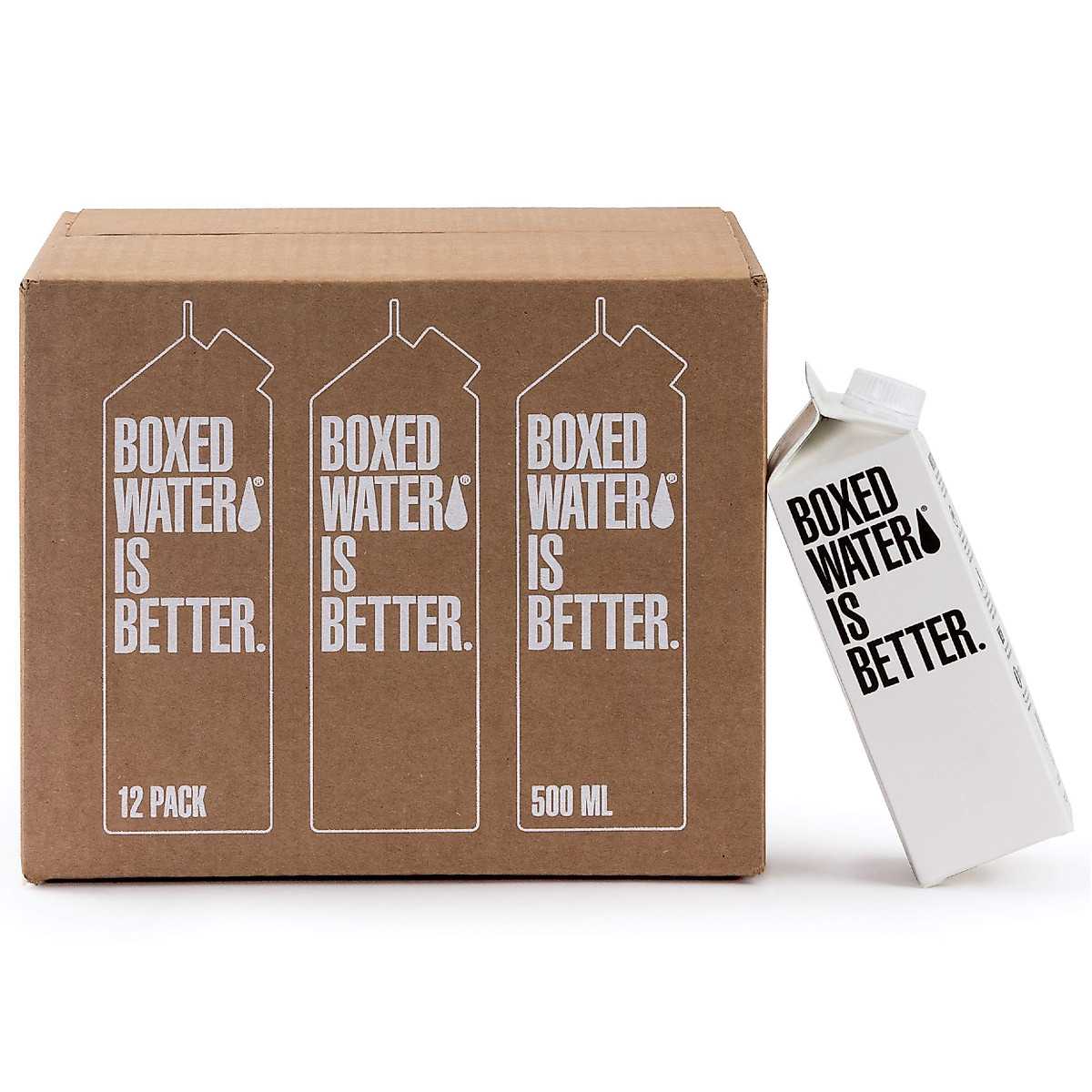 Boxed Water 16.9 oz. (12 Pack) – Purified Drinking Water in 92% Plant- Based Boxes – 100% Recyclable, BPA-Free, Refillable/Reusable Cartons – More Sustainable than Plastic Bottled Water