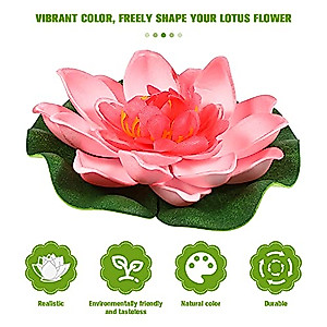 SEWACC Artificial Floating Lotus Flower Water Lily Pads EVA Lotus Flower Water Lily Pads Leaves 5pcs for Home Garden Pond Decoration