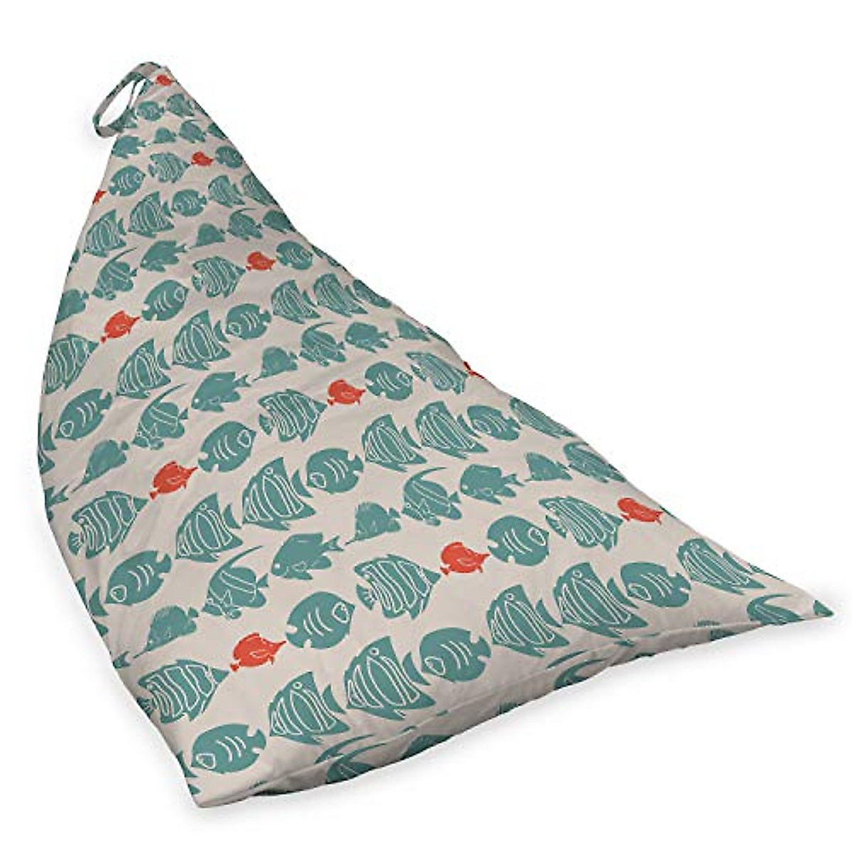 Ambesonne Nautical Lounger Chair Bag, Marine Theme Underwater Animals Different Kind Blue and Red Fishes Images, High Capacity Storage with Handle Container, Lounger Size, Multicolor