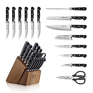 Cangshan Adams Series 1027266 German Steel Forged 15-Piece Knife Block Set, Black
