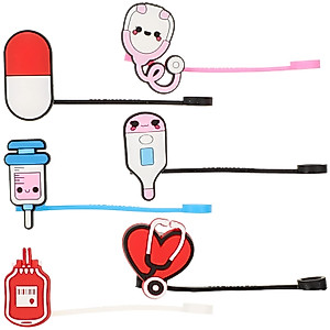 Silicone Straw Tips Cover 4pcs Doctor Theme Straw Plugs Reusable Nurse Straw Toppers Funny Straw Gifts for Nurse Doctor Students