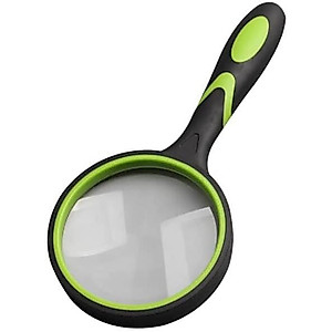 50mm 10X Handheld Magnifying Glass Shatterproof Reading Magnifier for Seniors and Kids, Real Glass Magnifying Lens with Non-Slip Rubber Handle for Reading Hobbies and Science