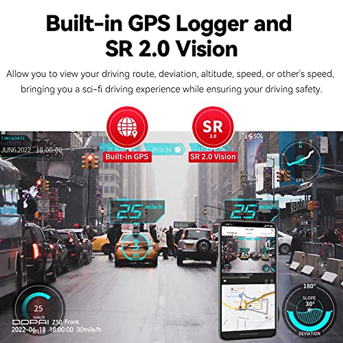 DDPAI Dash Cam Front and Rear 4K, Cam Car Camera with 2160P Front +1080P Rear, Built-in WiFi GPS, Dual Dash Camera for Cars, Night Vision,Parking Monitor,Support 128GB max, Z50