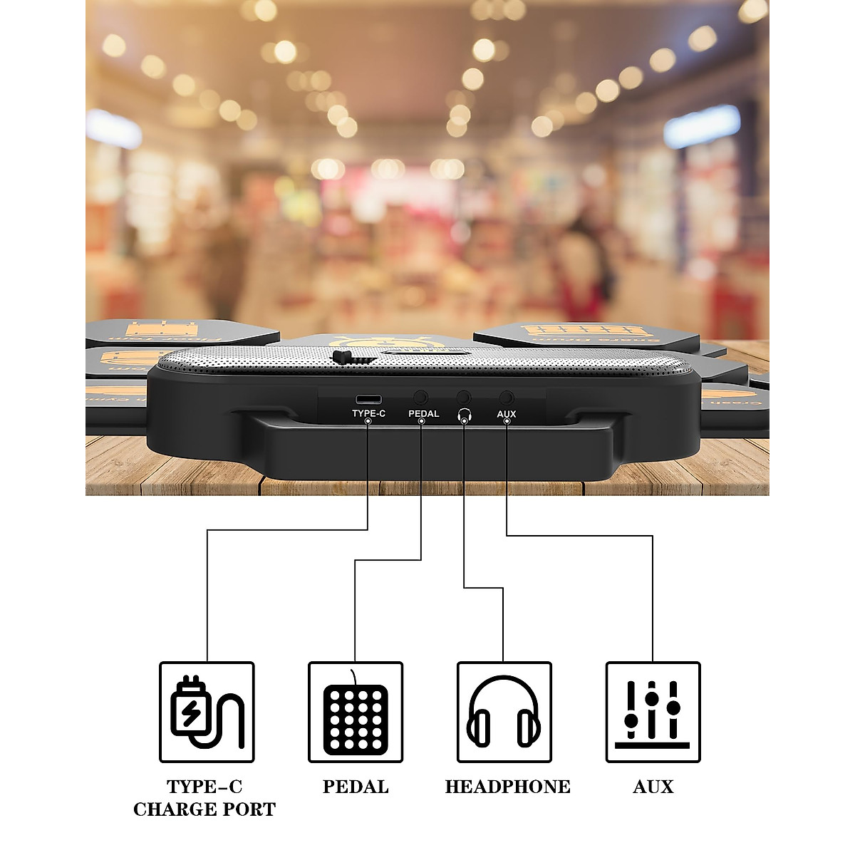 Electronic Drum Set, Electric Roll-up Drum Set with 9 Drum Practice Pads with Drum Sticks and Foot Pedals, E Drum Set with Built-in Speaker and Headphone Jack Great Holiday Birthday Gift for Kids