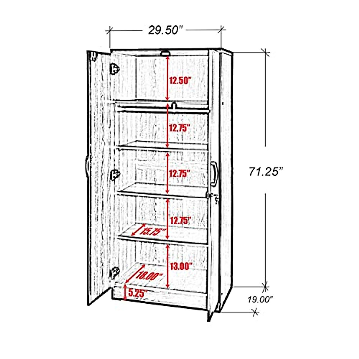 Better Home Products Harmony Wood Two Door Armoire Wardrobe Cabinet in Gray