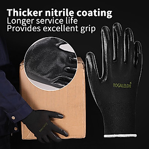Bogalelon Work Gloves,6pairs, With Nitrile Coated Palms for Excellent Grip and Protection,Suitable for Both Men and Women and Ideal for General Work.Black,Medium., Black(6pairs)