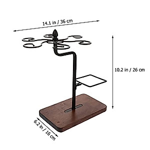 STOBAZA 1pc Delicate Tabletop Metal Countertop Cups Red Home Display Base Kitchen Office Bar Party Shelf Goblet Holder Organizer Drying Holiday Glasses Wooden Wood Wine Tree Hotel