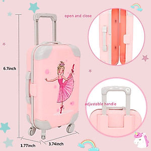 18 Inch American Doll Clothes and Accessories, Travel Play Sets for 18 Inch American Doll Stuff with Doll Clothes, Bag, Travel Pillow, Wallet and Doll Pretend Makeup Girl Toys Gifts